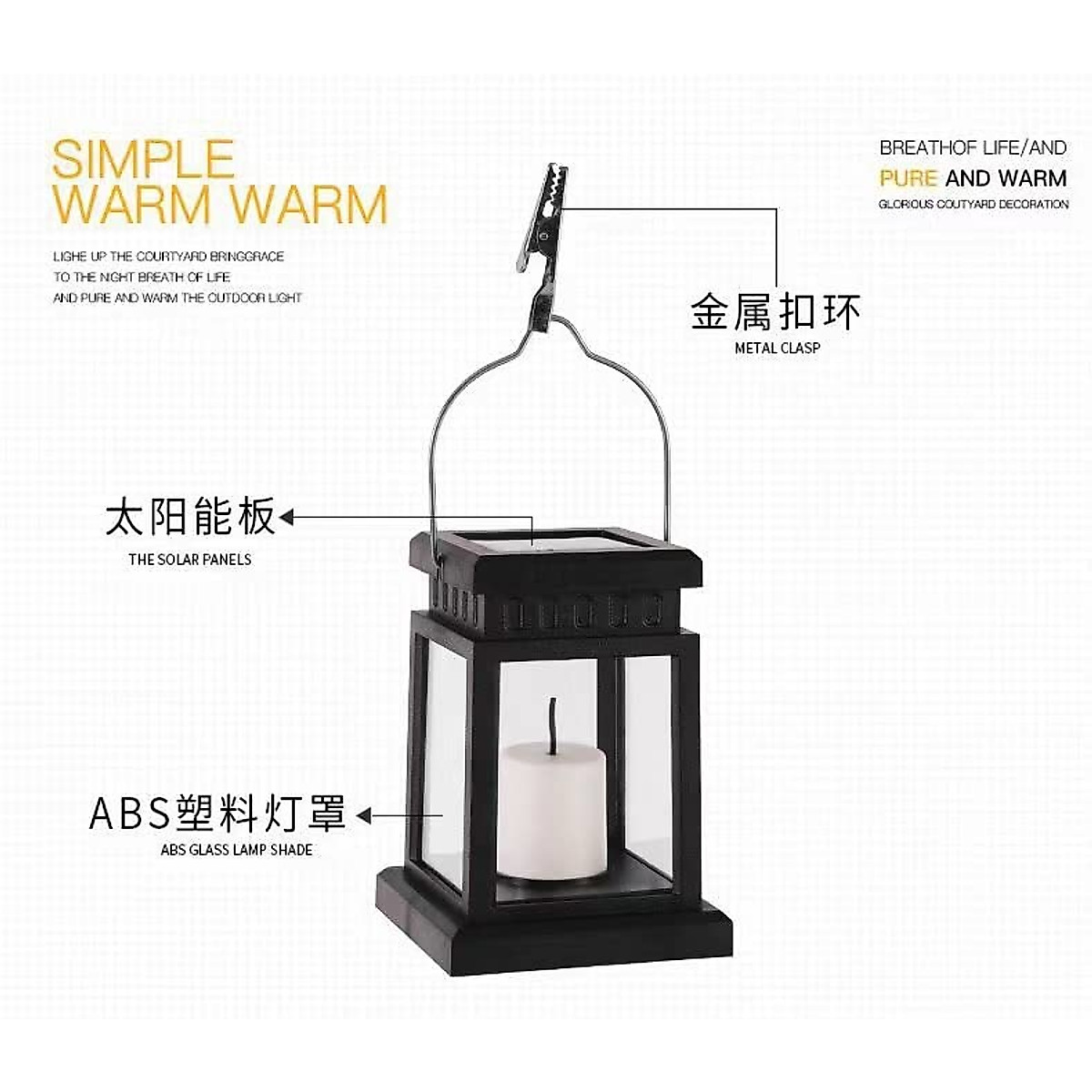 Solar Lights Outdoor Hanging Lanterns, Candle Flickering Flame Effect LED Solar Lights,Warm White, Decorative Lighting with Stakes for Patio, Garden, Lawn, Deck, Tent, Tree, Yard- Waterproof