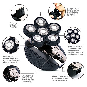 AidallsWellup Men’s 5-in-1 Electric Head Shavers for Bald Men, Head Shavers for Men, Ergonomic Design, Cordless, and Rechargeable, Easy to Use and Clean.…