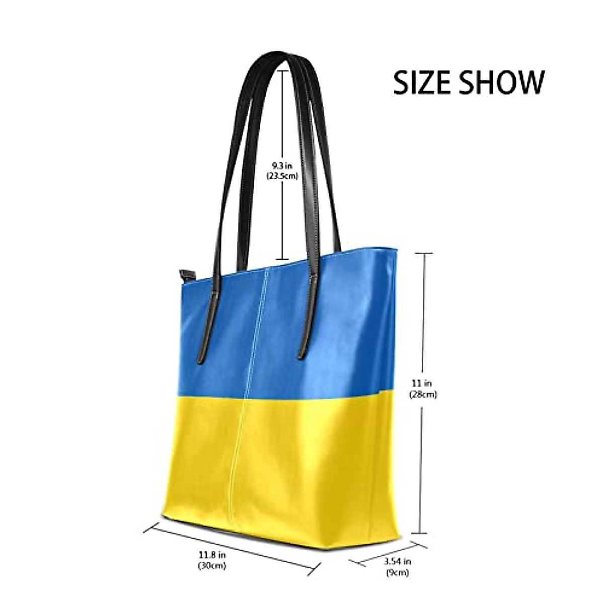 ODAWA Ukraine Flag Inscription Tote Handbag for Women with Zipper Big Capacity Shoulder Bag Top Handle Satchel Purse Wallet