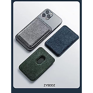ZYSDDZ Alcantara Magnetic Phone Cardholder Compatible with iPhone 12/13/14 Series, Card Holder Compatible with MagSafe Magnet (Navy)