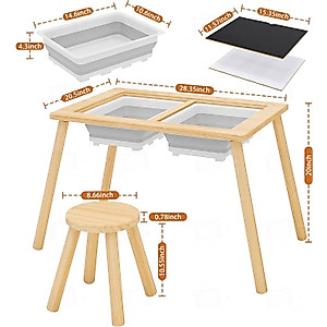 Beeneo Upgraded Sensory Table for Toddlers 1-3, Indoor Kids Toddler Sensory Table with 2 Storage Bins Writable Lids, Sensory Activity Table with Chairs, Play Sand Table for Boys and Girls