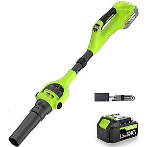 GardenJoy 40V Cordless Leaf Blower - 500CFM Brushless Electric Handheld Leaf Blower with Battery and Fast Charger, 2 Variable Speeds, Lightweight Portable Power Leaf Blowers for Lawn Yard Garden Care