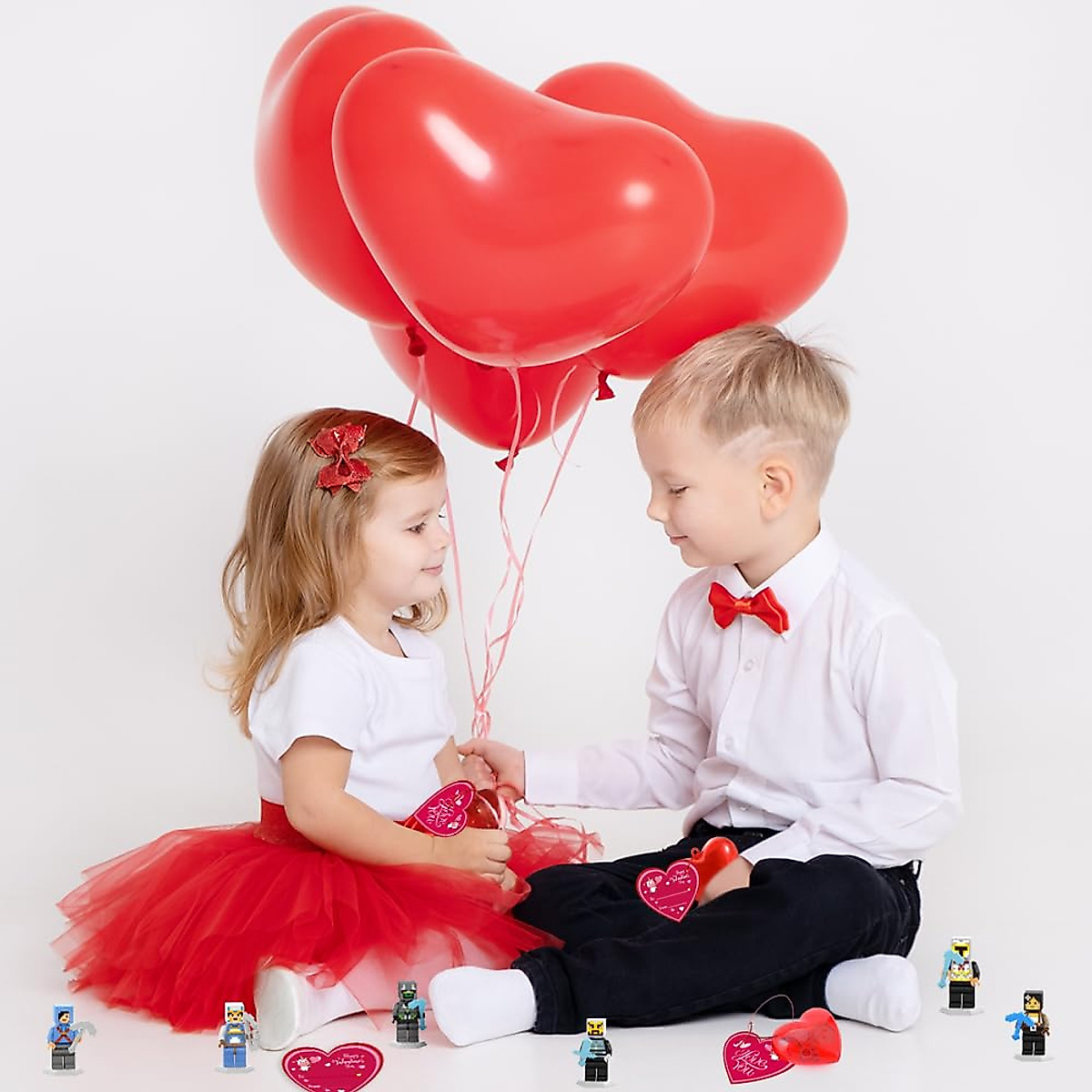 WODMAZ Valentines Day Gifts for Kids, 24 Pack Valentines Day Cards with Building Blocks PreFilled Hearts Box for for Boys Girls School Classroom Gift Exchange, Valentines Party Favors