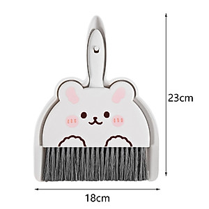 IEUDNS Mini Dustpan and Brush Set Small Broom and Dustpan Set Portable Dustpan and Brush Set for Desktop Computers Kitchen Office, White Bunny