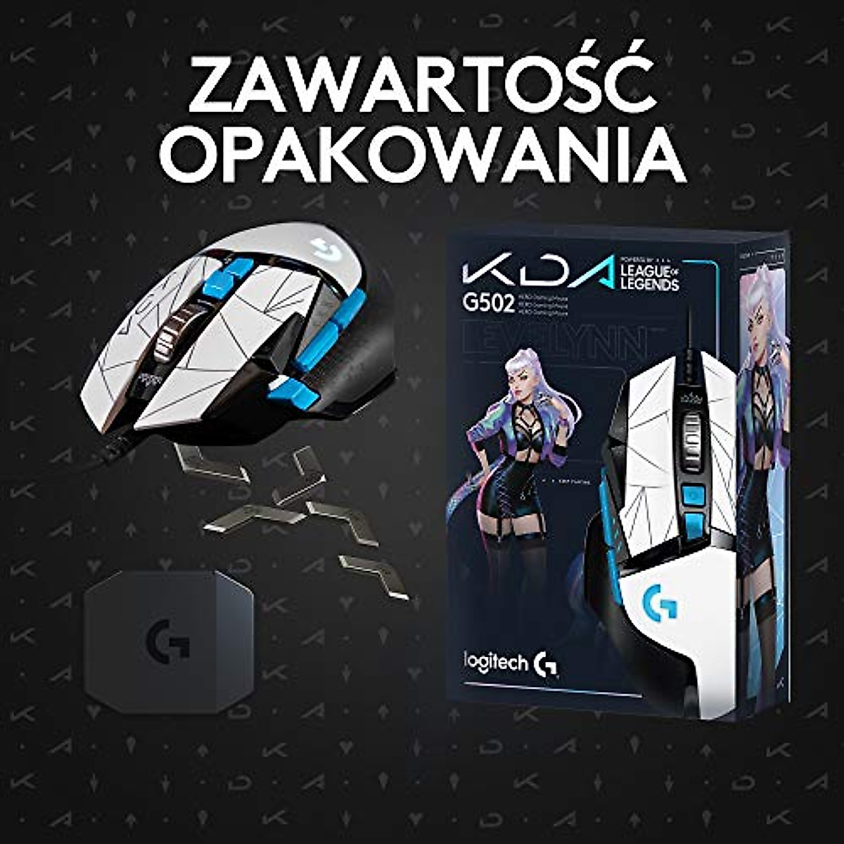 Logitech G502 Hero K/DA High Performance Wired Gaming Mouse, Hero 25K, LIGHTSYNC RGB, Adjustable Weights, 11 Programmable Buttons, On-Board Memory, Official League of Legends Gaming Gear - White