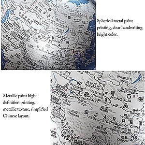 World Globe World Globe Latitude Longitude World Desk Globe With Chrome Metal Base Stand And High Clear Map Earth Globe For Home Office Globes decor (25cm Blue) (25cm Silver With L