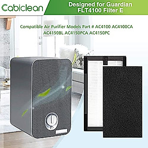 FLT4100 True HEPA Replacement Filter Size E for Guardian Technologies model AC4100 AC4100CA AC4150BL AC4150PCA AC4150P, 3 x Hepa Filter + 9 x Activated Carbon Pre-Filter