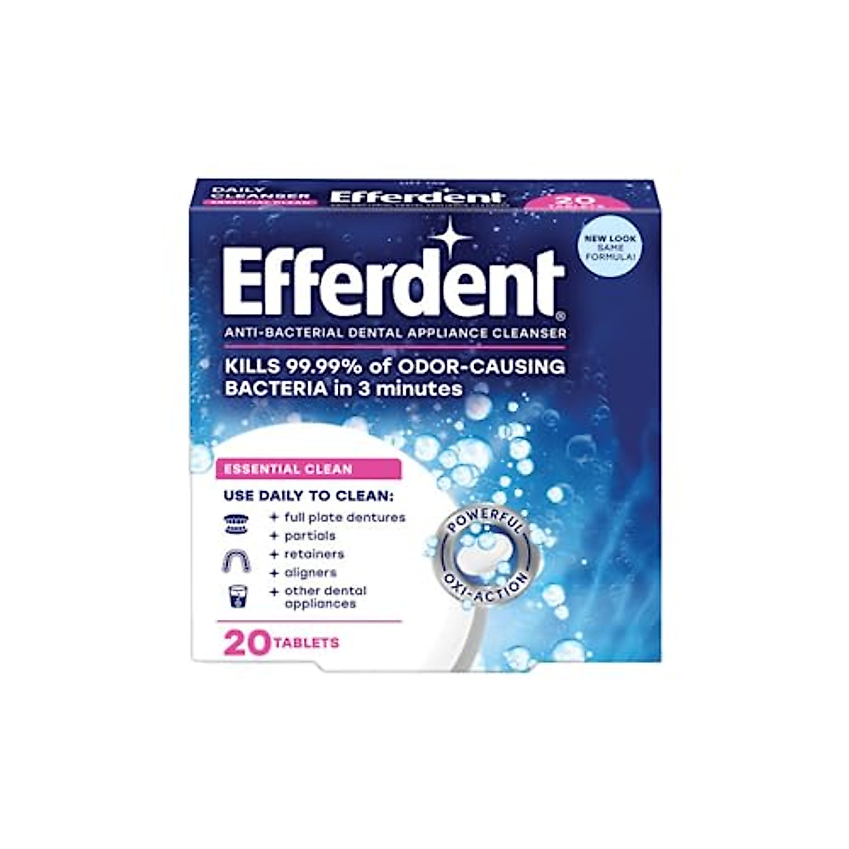 Efferdent Denture Care, Variety Pack, Denture Cleanser Tablets (20ct), Overnight Denture Cleanser Tablets (90ct) (2 of each)