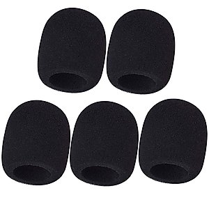 BlingKingdom 5pcs Thick Handheld Stage Microphone Windscreen Foam Anti-Jet Sponge Cover (Black)