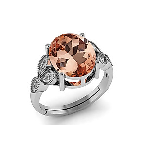 LMDPRAJAPATIS 6.25 Ratti Natural Morganite Stone German Silver Ring Special Occasion Wear for Women And Men