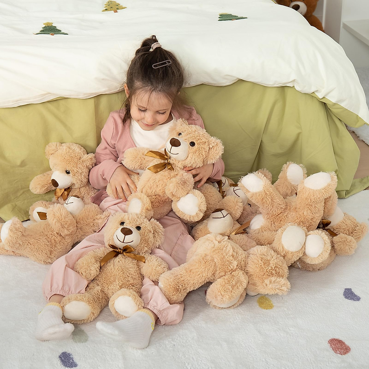 MaoGoLan 3 Pieces Bulk Teddy Bears Stuffed Animals Baby Shower, Soft Small Stuffed Teddy Bears in Bulk, 13.5" Cuddly Mini Teddy Bears Centerpiece,Wedding,Party,Engagement