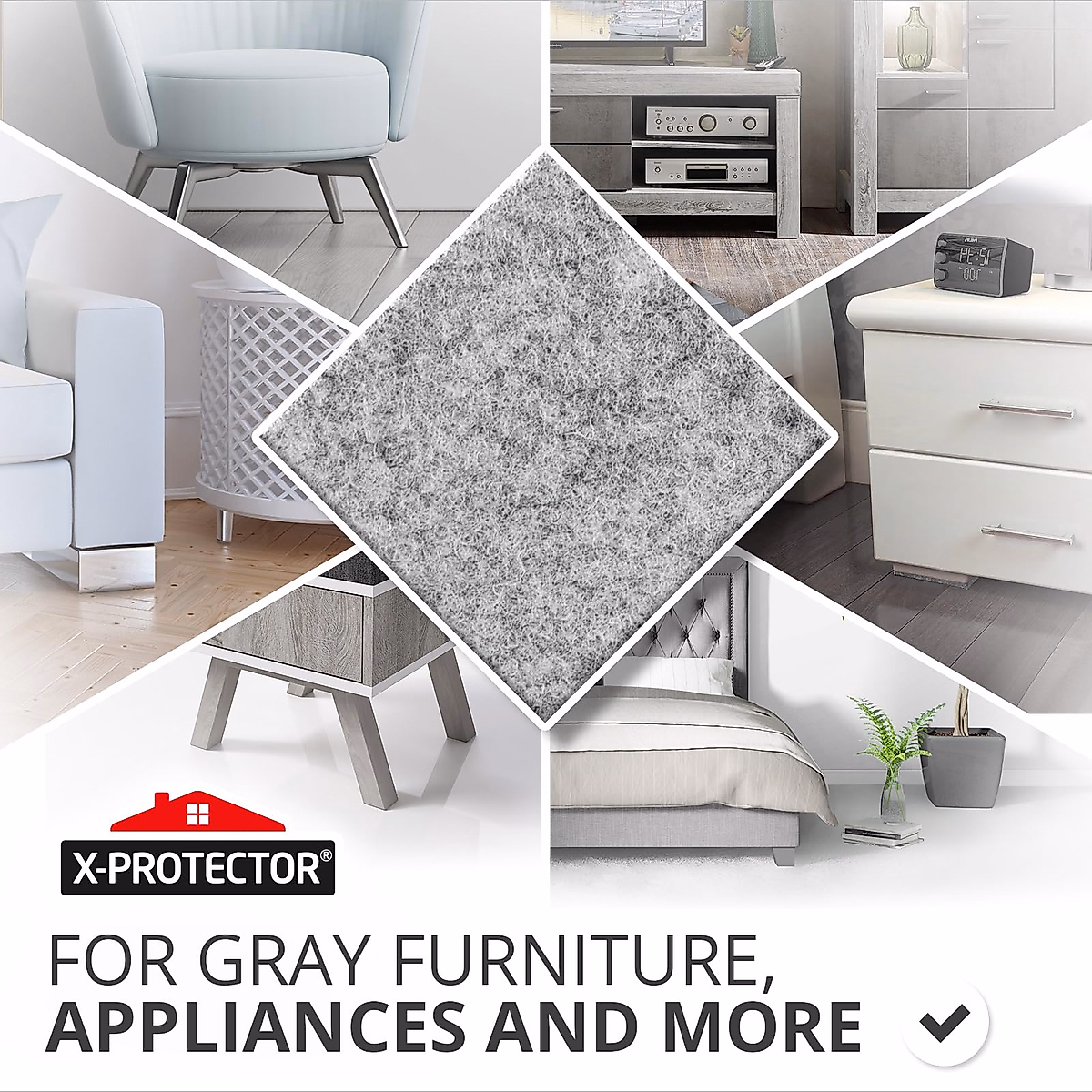 X-Protector Felt Furniture Pads 3 PCS - (1) 47" x 4" + (2) 47" х 0.8" - Grey Felt Tape - Multi-Purpose Felt Strips with Adhesive Backing - Premium Felt Roll - Sticky Felt for Surface Protection & DIY