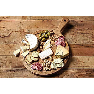 Boska Wooden Serving Cheese Round Board - Holland Life Best For Cheese, Tapas, Bread, and Desserts Presentation - Board Slab with Non-Slip Feet - Cutting and Charcuterie Board