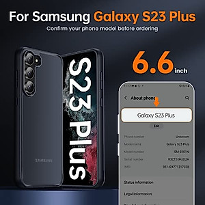 Meifigno Magic Series Samsung Galaxy S23 Plus 6.6" Case - Military Grade Drop Protection, Silky Touch Translucent Matte, Black