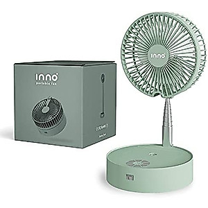 Portable Fan & Essential Oil Diffuser – Foldable Standing or Desk Fan with Night Light, Air Diffuser, Humidifier – 24 Hr. Run Time (Green)
