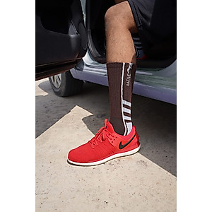 RATIVE Anti Slip Non Skid Slipper Hospital Crew Socks with grips for Adults Men Women (XXL, 4 pairs-back stripes)