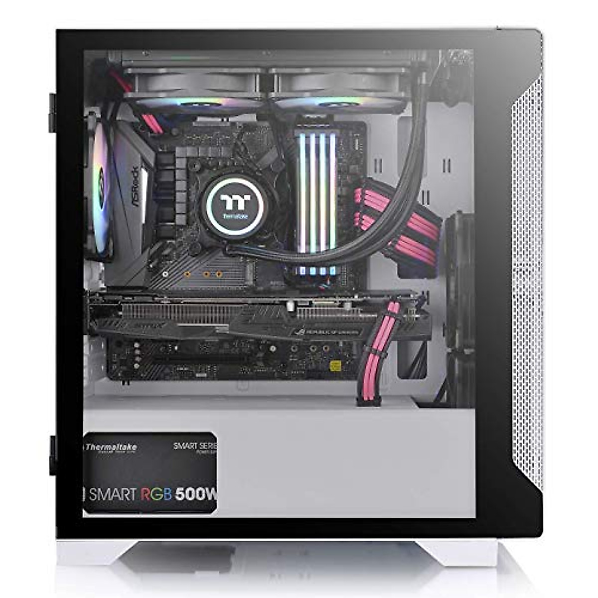 Thermaltake S100 Tempered Glass Snow Edition Micro-ATX mini-Tower Computer Case with 120mm Rear Fan Pre-Installed CA-1Q9-00S6WN-00, White