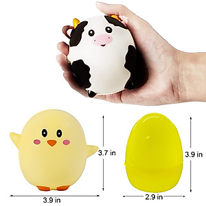 Lulu Home 10 Jumbo Easter Eggs with Squishy Animal Toys, Cute Slow Rising Animal Squishy Toys with Plastic Eggs for Easter Egg Hunt Basket Stuffer Fillers Kids Gift Party Favors, Not Prefilled