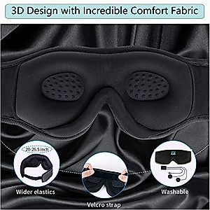 3D Sleep Headphone with Bluetooth Headphones with Speakers and Microphone, Adeleloth Wireless Music Sleeping Eye Mask Washable Earbuds for Side Sleeper, Air Travel, Office Nap, Meditation