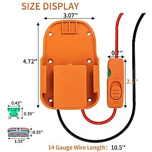 Upgraded 18V Battery Adapter for Ridgid AEG 18V Hyper Battery Adapter All-in-one Design of The Fuse and Switch Power Tool Battery Converter Kit 14 Gauge with Fuses & Wire Terminals