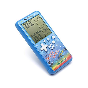 Retro Block Game Console Brick Game Console with Color Shell and Large Screen Powered by 2 AA Batteries Build 23 Games and with a Small Body (Blue)