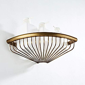 Amosfun Bathroom Organization and Storage Fan Shape Bath Storage Shelf Rack Wall Mount Bathroom Shower Organizer Basket Retro Storage Shelf Basket (Bronze)