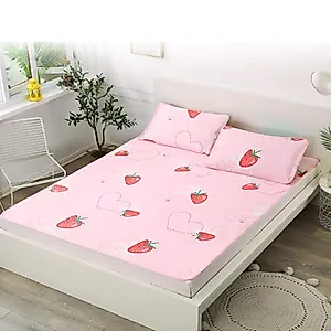 Cooling Mattress Topper, Matress Topper, 2Pcs Cartoon Summer Cooling Sleeping Mat Extra Thick Mattress Pad Cover Mattress Topper Cover Mattress Protector Air Condition Pillow Case