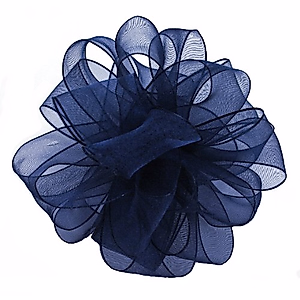Offray Wired Edge Encore Sheer Craft Ribbon, 5/8-Inch Wide by 25-Yard Spool, Navy