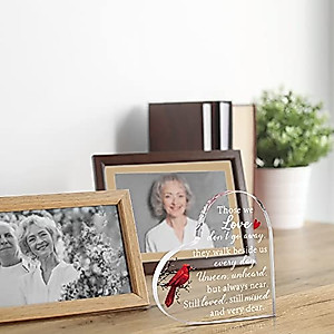 Memorial Gifts for Loss of Father Mother Sympathy Gifts Red Cardinal Memorial Bereavement Acrylic Heart Condolence Gifts in Memory of Loss of Loved One for Table Centerpieces Remembrance (4 x 4 Inch)
