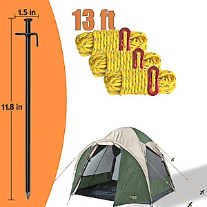 Aoipend 8 Pack 12 inch Heavy Duty Tent Stakes with 4 Ropes 13ft Reflective Guy Lines Kit Metal Ground Anchors for Outdoor Camping Pegs Tree Tarp Canopy Gardening