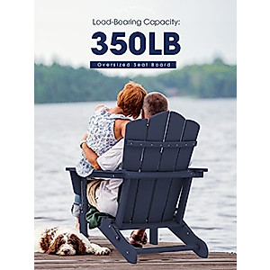 KINGYES Folding Adirondack Chair, HDPE All-Weather Adirondack Chair, Navy