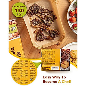 Katbite 130PCS Air Fryer Liners Disposable, 8.6x5.5'' Rectangle Liners for Air Fryer Basket, Thick Air Fryer Parchment Paper Liners for Ninja Dual Air Fryer Foodi DZ201, DZ401, FG551