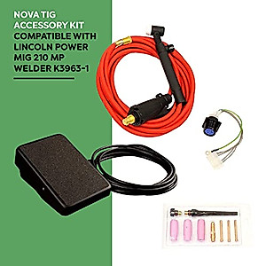NOVA TIG Kit compatible with Lincoln Power MIG 210 MP Welder K3963-1 Accessory Kit with torch (12.5 ft)