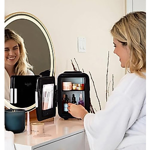 Cooluli Mini Fridge for Bedroom - Car, Office Desk & Dorm Room - Portable 4L/6 Can Electric Plug In Cooler & Warmer for Food, Drinks, Skincare Beauty & Makeup - 12v AC/DC & Exclusive USB Option, Black