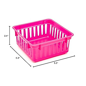 Bright Creations 12-Pack Colorful Small Storage Baskets Plastic Bins for Organizing Shelves and Desks, Arts and Crafts Containers for Home, School, Office (4 Colors, 5.3 x 5.3 x 2.4 in)
