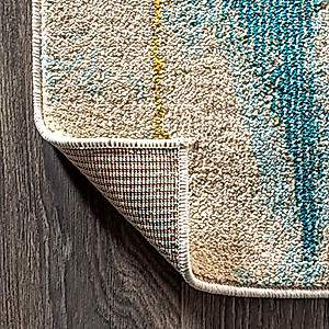 JONATHAN Y CTP100A-5 Contemporary POP Modern Abstract Waterfall Blue/Cream 5 ft. x 8 ft. Area-Rug, Bohemian, Easy-Cleaning, for Bedroom, Kitchen, Living Room, Non Shedding