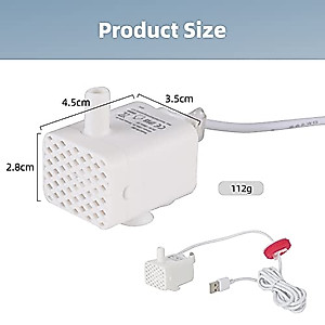 Water Pump For Cat Water Fountain, NAYELF Replacement Pump for Pet Water Fountain for Cat Inside with Smart Power-off Indicator Light 5V Low-energy Ultra-quiet