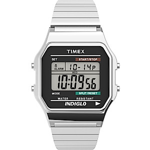 Timex Men's T78587 Classic Digital Silver-Tone Stainless Steel Expansion Band Watch