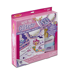 Melissa & Doug Mess-Free Glitter Treasure Box, Mirror and Jewelry Set