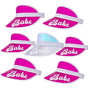 foci cozi,7 Pack Bride Visors Sun Hat-Bachelorette Party Favors Gifts for Bride,Bachelorette Sun Visors for Women Bridal Wedding Shower Summer Beach Party,Pink