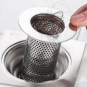 4 Pack Hair Catcher Shower Drain Strainer, Stainless Steel Floor Drain Strainer, Sink Tub Drain Stopper for Bathroom Washbasin Bathtub Drain(Silver)