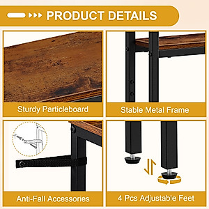 Snughome 2 Tier Narrow Console Sofa Table with LED Strip Light, 5.9" Long Skinny Behind Couch Table with Power Outlets, Narrow Tall Entryway Table for Living Room and Hallway, Rustic Brown