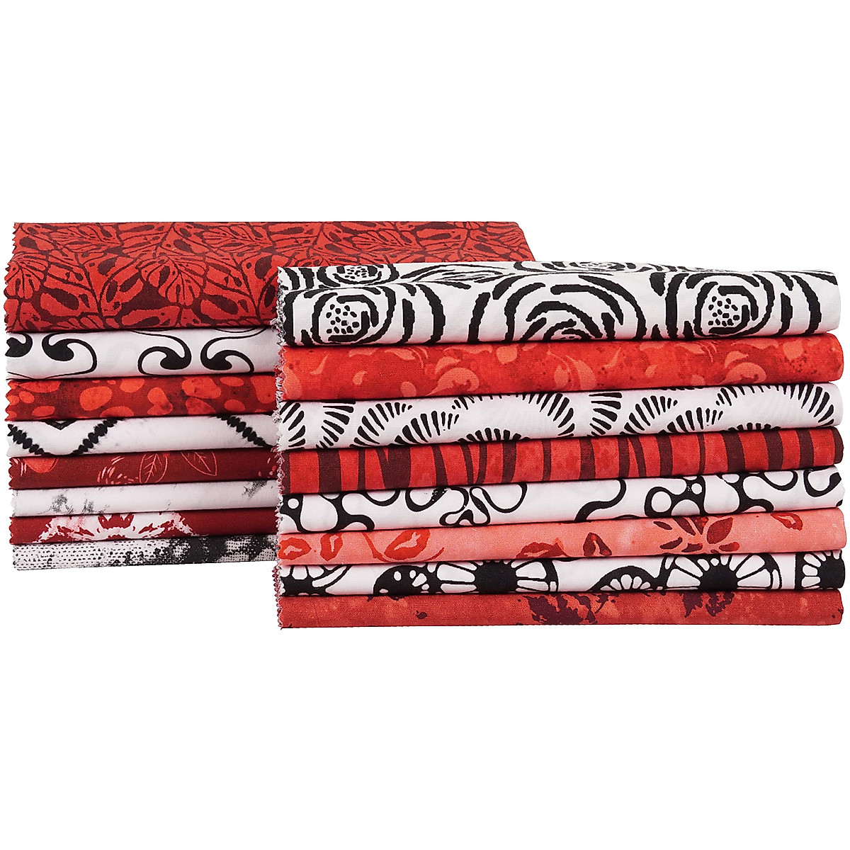 Soimoi 16 Pc Fat Quarter Bundle, Batik Print 18"x 22" DIY Patchwork- 100% Cotton Pre-Cut Quilting Fabric Red,White,Black