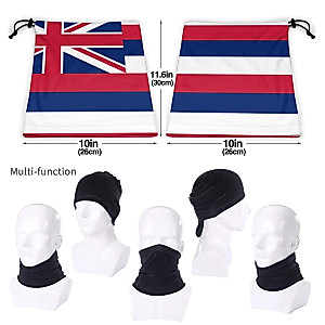 Hawaii State Flag Neck Gaiter, Headwear, Face Sun, Magic Scarf, Bandana, Balaclava, Headband for Fishing, Motorcycling, Running, Skateboarding, Moisture Wicking Uv Protection Multicolored