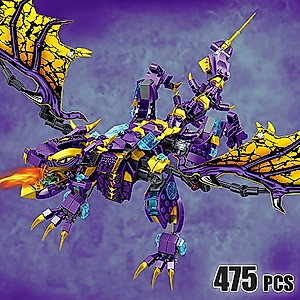 HEGOAI 2-in-1 Japanese Dragon Building Set, Animals Toy Set for Boys 8-14 Years Old, Ideal Gift for Thanksgiving, Halloween, Christmas, Birthday, 475 Pieces (Compatible with Lego Sets)…