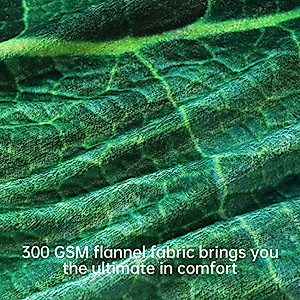 MOHOPE Soft Flannel Fleece Leaf Blanket Double Sided Printing, Large Green Blanket Lightweight Comfortable Warm Plush Leaf Blanket for Office Bed Couch Sofa (230gsm, Bayberry Leaf)