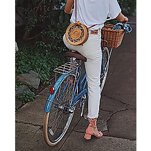 YYIHER Straw Bags for Women,Round Rattan Bag Summer Purses for Women Crossbody purse Handmade Wicker Woven Purse Woman Beach Bag Shoulder Natural Chic