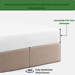 King Size 4 Piece Duvet Cover Set with Fitted sheet 18" Inch Deep pocket 100% Egyptian Cotton Bedding set 1000 Thread Count Luxury Satin Zipper Closure Soft Comforter Protector ( White )