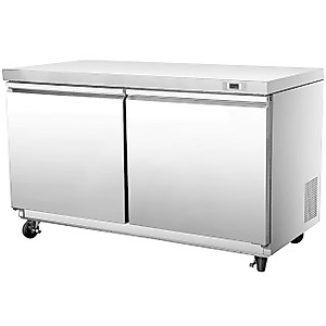 DUURA DUF48 Commercial Undercounter Freezer with Two Stainless Steel Doors Swivel Casters and Epoxy Coated Wire Shelf, 11.1-Cu.Ft., Metallic