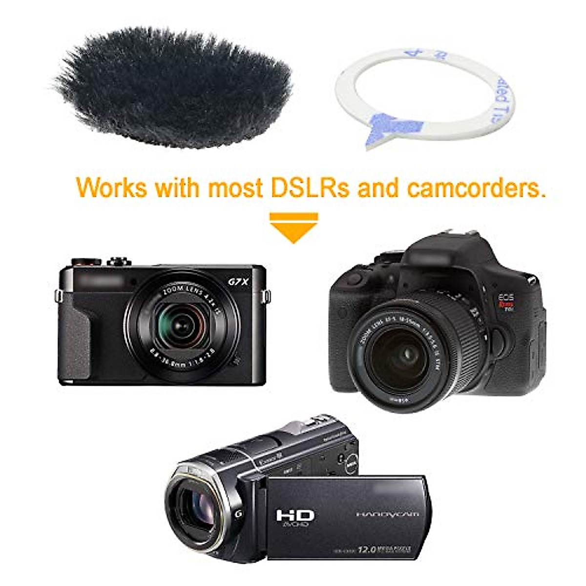 SUNMON Camera Mic Windscreen Dead Cat, Furry Camera Wind Muff Wind Cover for Canon G7X Mark II,Sony,Samsung,etc DSLR Mic Outdoor Windshield (8 Pack)